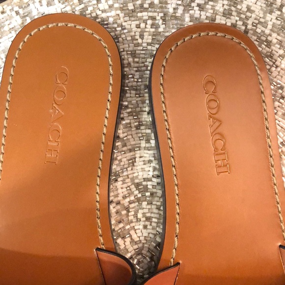 Coach | Shoes | Coach Tea Rose Flat Slip On Rivet Sandal Slides | Poshmark